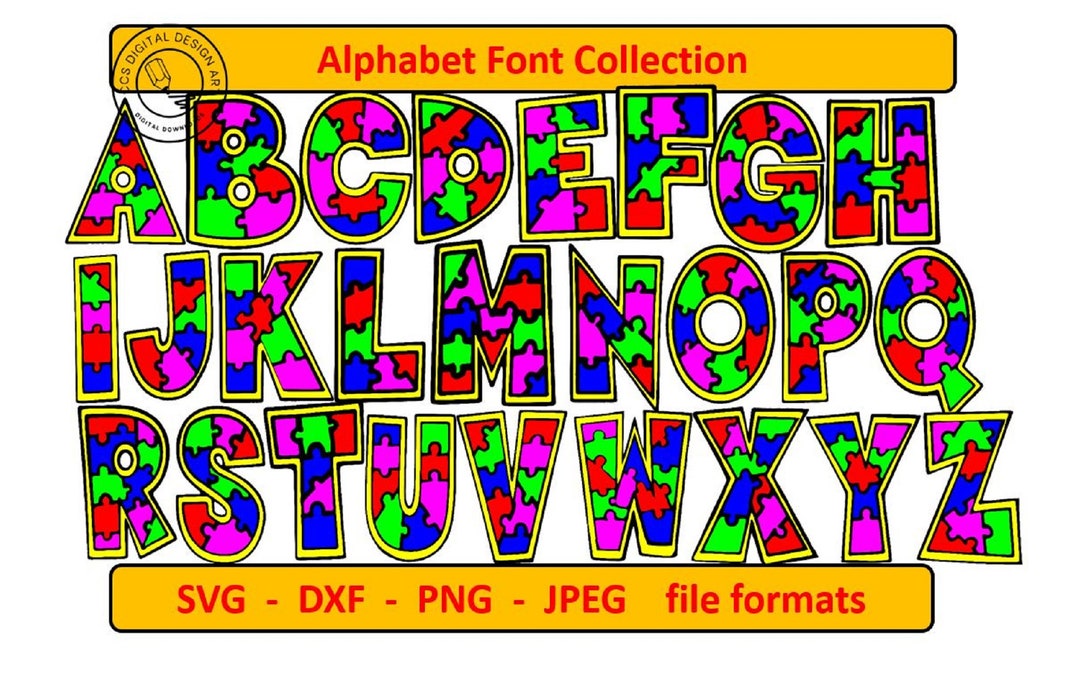 Alphabet Font Puzzle Svg, Dxf, Png, Jpeg File, Alphabet Fonts, All 26 ...