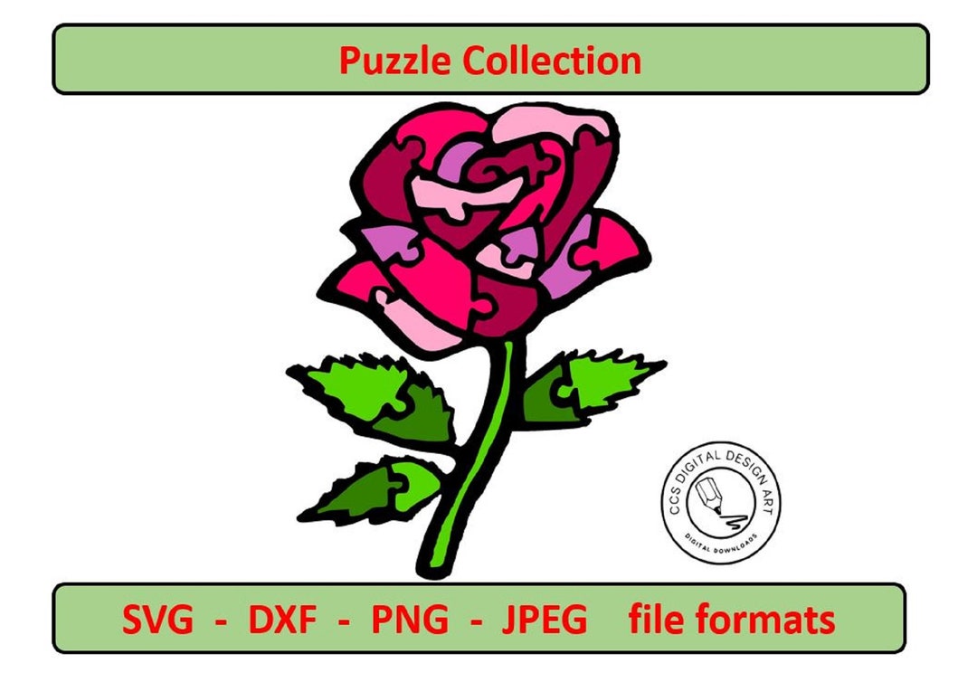Rose Puzzle Svg, Dxf, Png, Jpeg File, Mother's Day, Flower Image ...