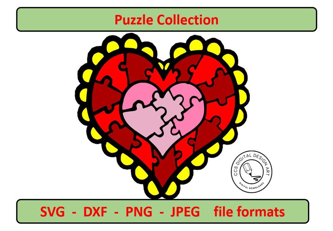 Heart Puzzle Svg, Dxf, Png, Jpeg File, Mother's Day, Valentine's Day ...