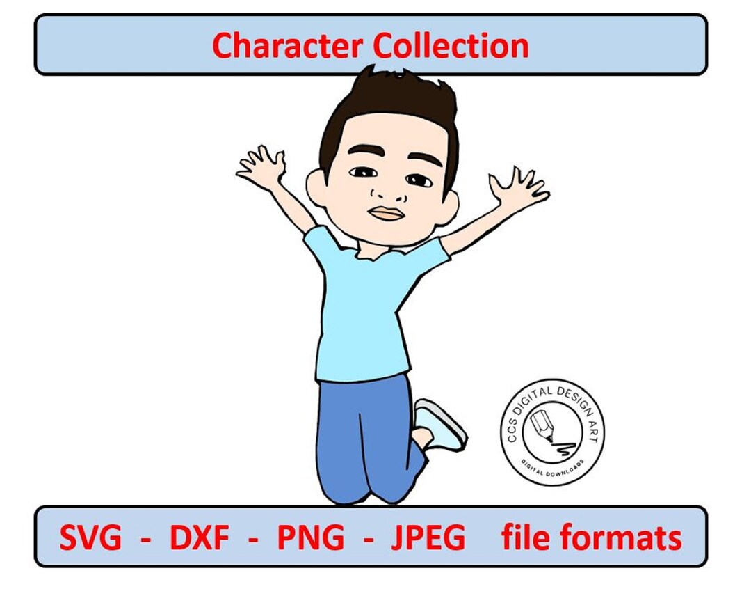 Boy Character Svg, Dxf, Png, Jpeg File, Boy Image Drawing, Boy Avatar ...