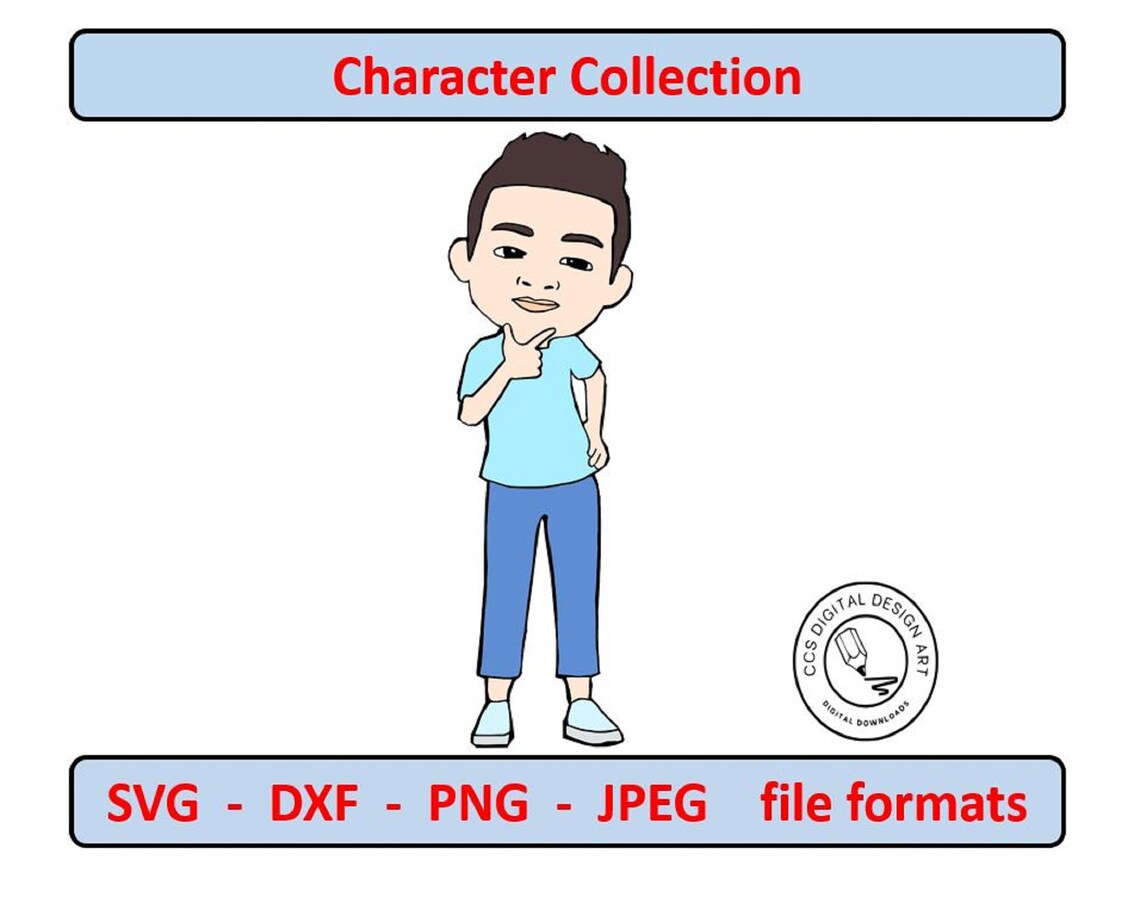Boy Character Svg, Dxf, Png, Jpeg File, Boy Image Drawing, Boy Avatar ...