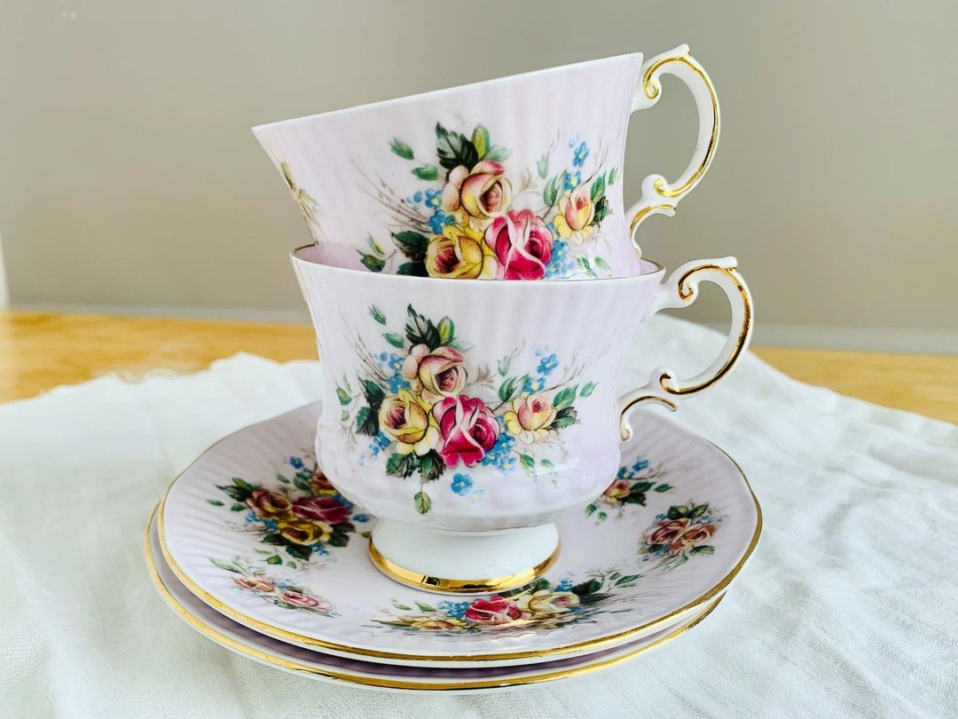 Two Authentic Vintage Porcelain Tea Cups With Plates Elizabethan Fine ...