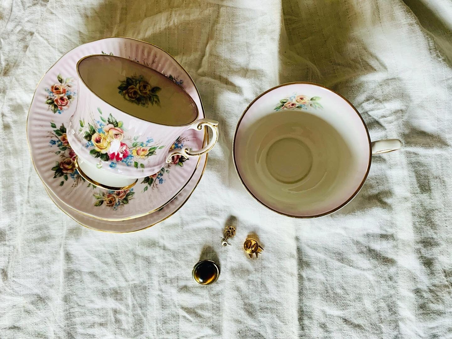 Two Authentic Vintage Porcelain Tea Cups With Plates Elizabethan Fine ...