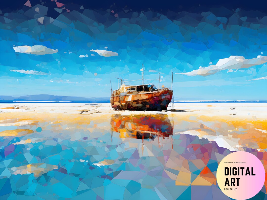 Boat Wreck Digital Art for Print, Wall Art for Home Decoration, House ...