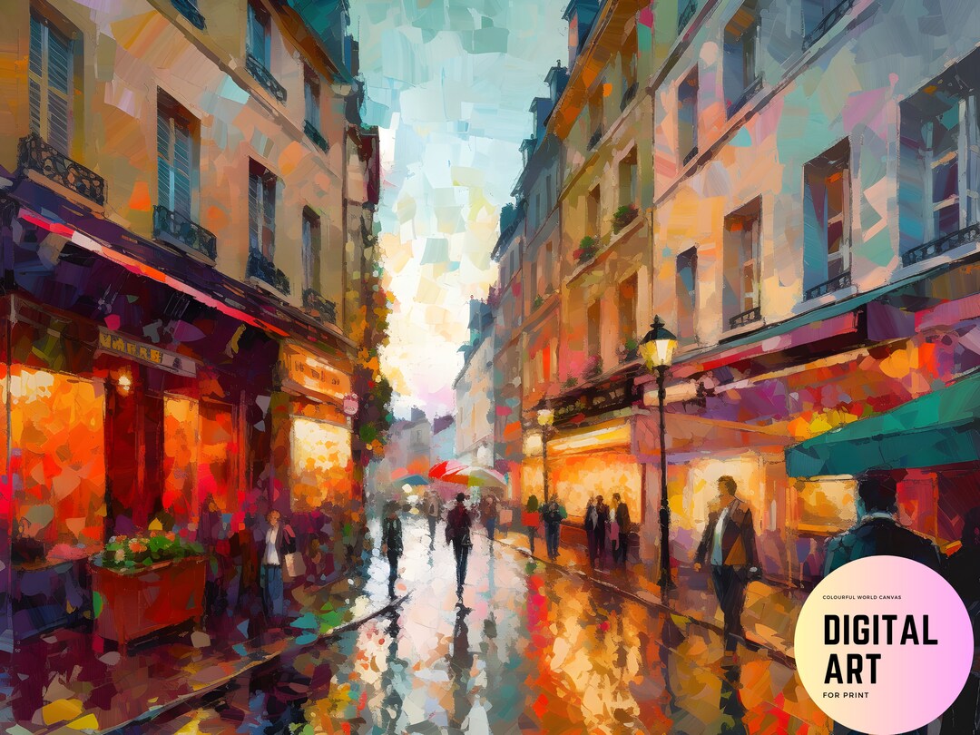 Paris Streets Digital Art for Print, Wall Art for Home Decoration ...