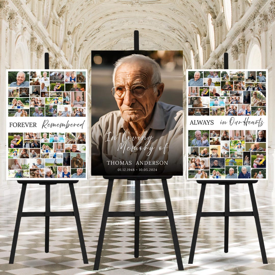 Memorial Photo Collage Template: Funeral Welcome Sign (digital Download ...
