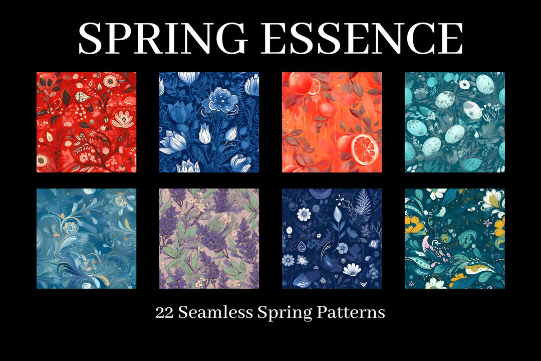 22 Spring Essence Seamless Patterns PNG Bundle, 4k-resolution, Premium ...