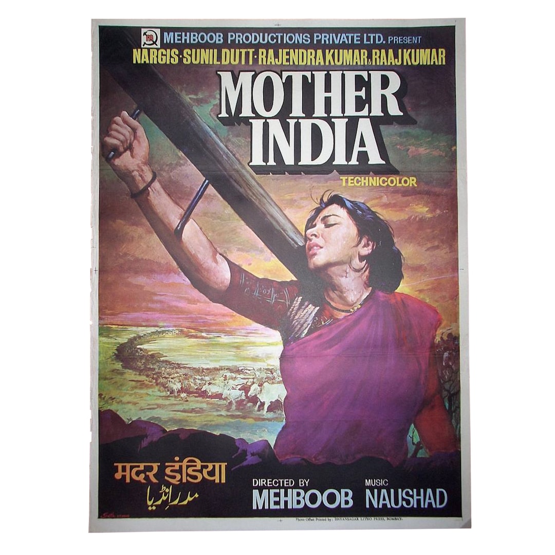 MOTHER INDIA :bollywood Original Movie Poster 1957 Sunil Dutt,nargis - Etsy