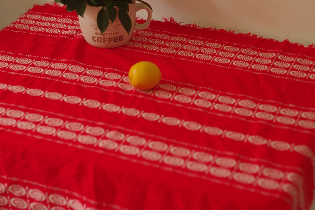 1960 Hand-sown Protective Slavic Table Cloth Red White Ornament - Etsy