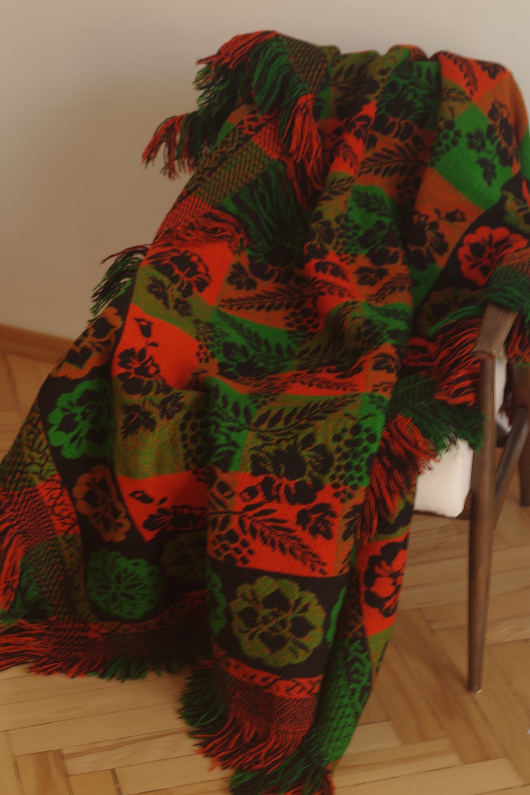 Big Traditional Polish Slavic Handwoven Wool Tapestry Blanket Quilt ...