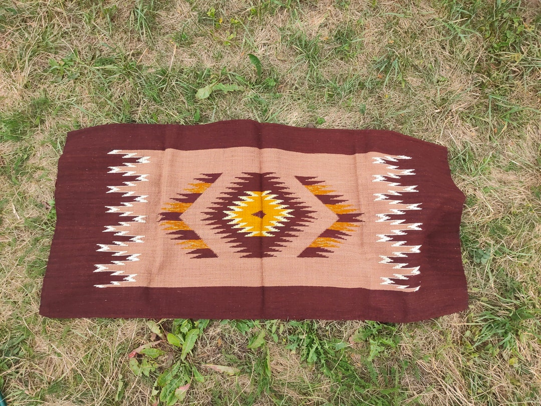 Handwoven Vintage Slavic Rug Native American Sacred Geometry Beach ...