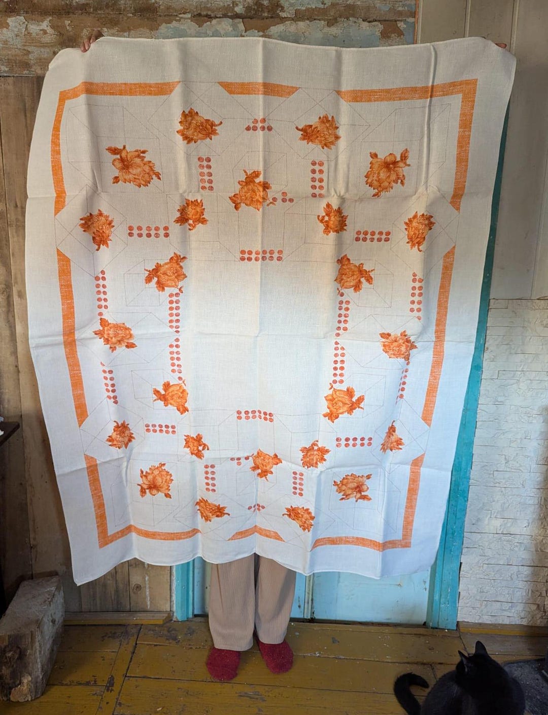1970s Linen Flaxen Tablecloth Vintage Polish Table Runner Slavic Retro ...