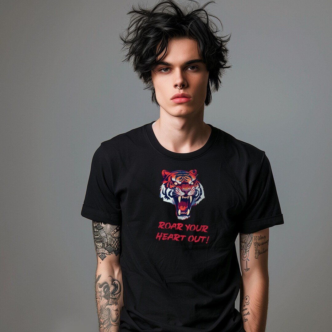 T-shirt Angry Tiger No. 1 - Ferocious Animal Graphic Tee, Raging Fierce ...