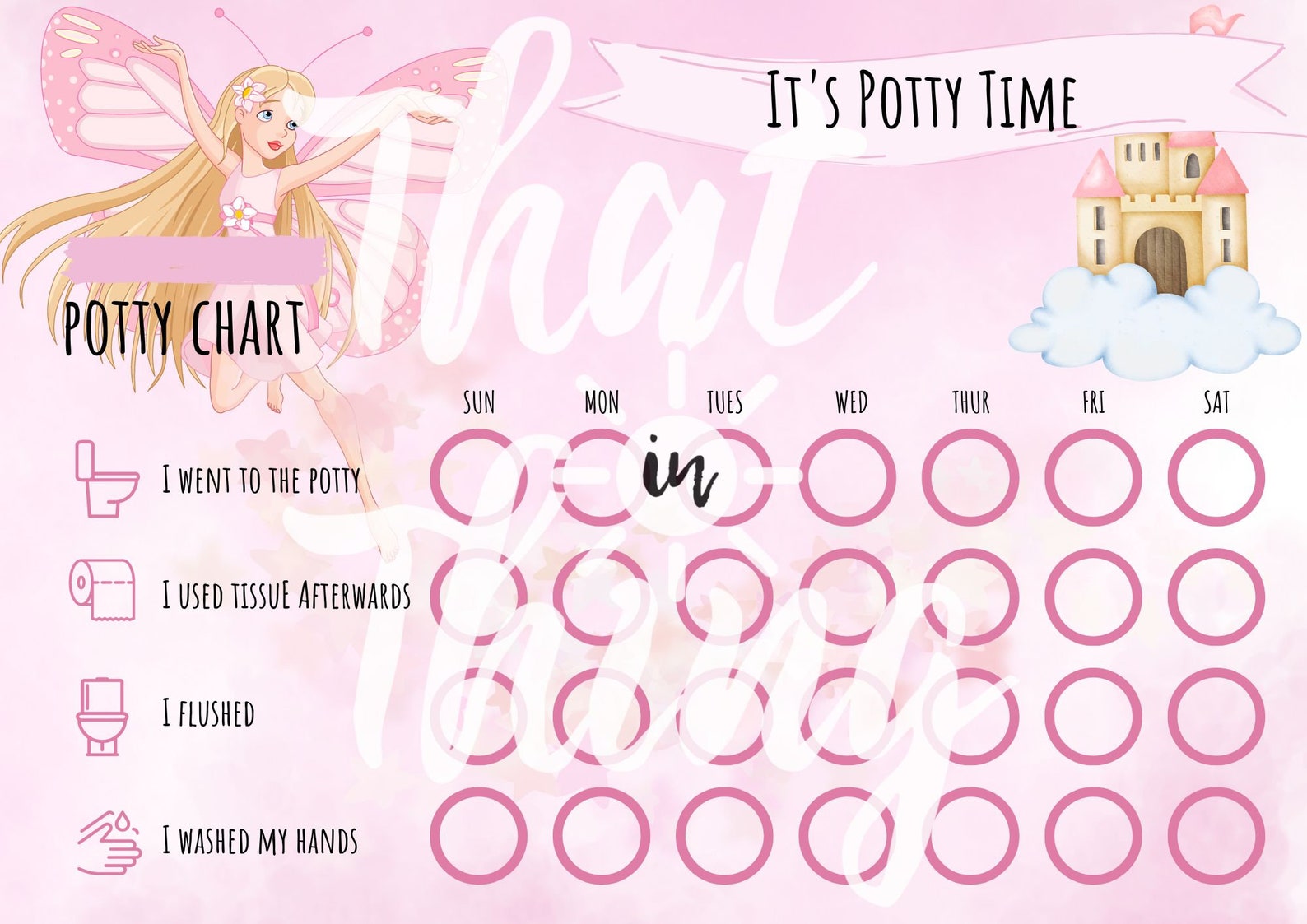 Potty Training Chart for Kids Fairy Potty Training Chart Printable ...