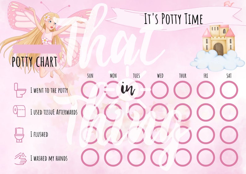 Potty Training Chart for Kids Fairy Potty Training Chart Printable ...