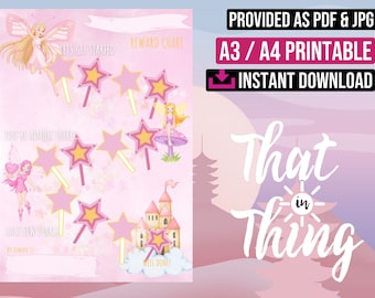 Printable Fairy Reward Chart | Fairy Sticker Chart | Kids Reward Chart ...