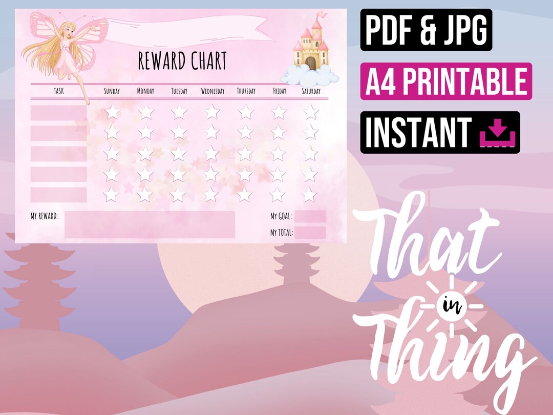 Reward Chart for Kids | Fairy Reward Chart | Printable Fairy Star Chart ...
