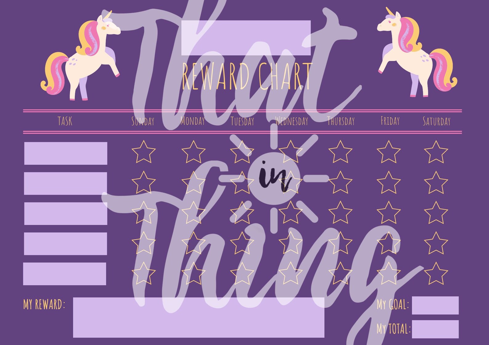 Reward Chart for Kids Unicorn Reward Chart Printable Unicorn Star Chart ...