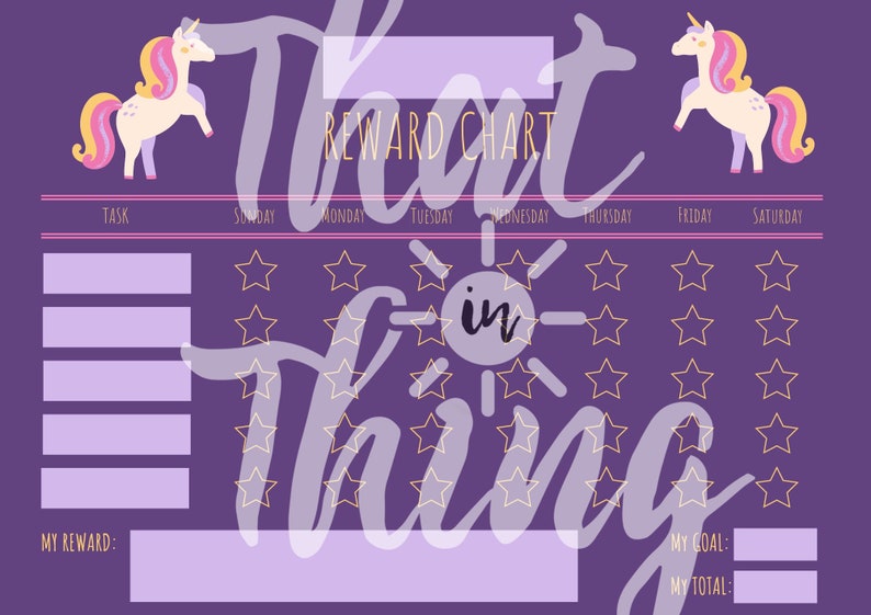 Reward Chart for Kids Unicorn Reward Chart Printable Unicorn Star Chart ...