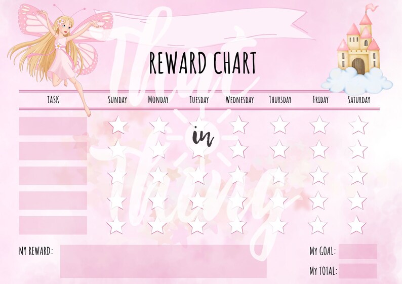 Reward Chart for Kids | Fairy Reward Chart | Printable Fairy Star Chart ...