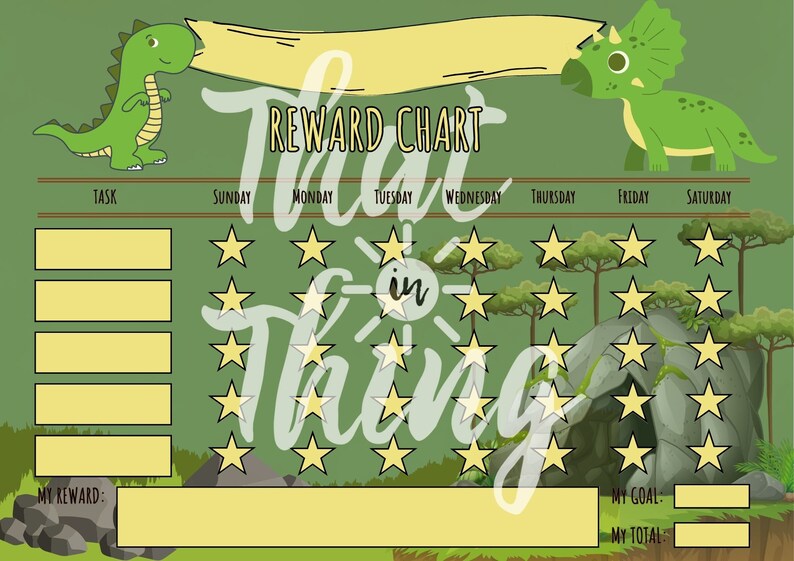 Dinosaur Reward Chart Printable Dinosaur Star Chart Daily Chore Chart ...