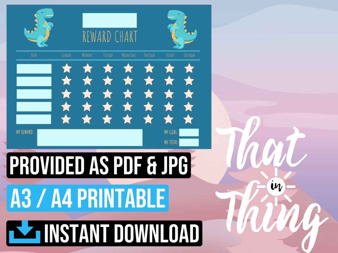Dinosaur Reward Chart Printable Dinosaur Star Chart Daily Chore Chart ...