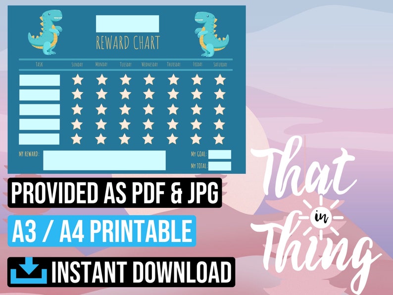 Dinosaur Reward Chart Printable Dinosaur Star Chart Daily Chore Chart ...