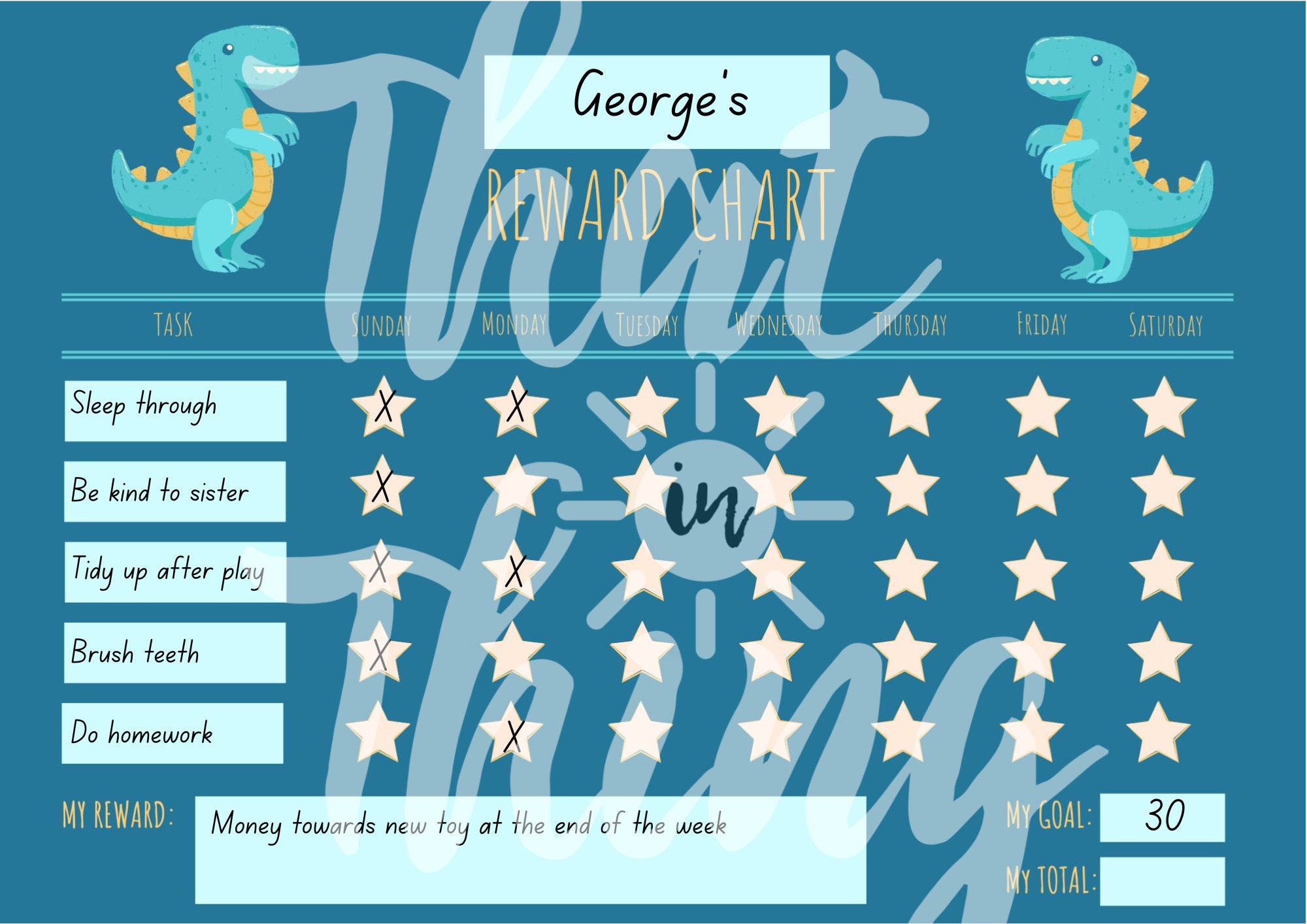 Dinosaur Reward Chart Printable Dinosaur Star Chart Daily Chore Chart ...