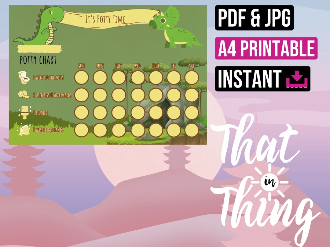Potty Training for Kids Dinosaur Potty Training Chart Printable Potty ...