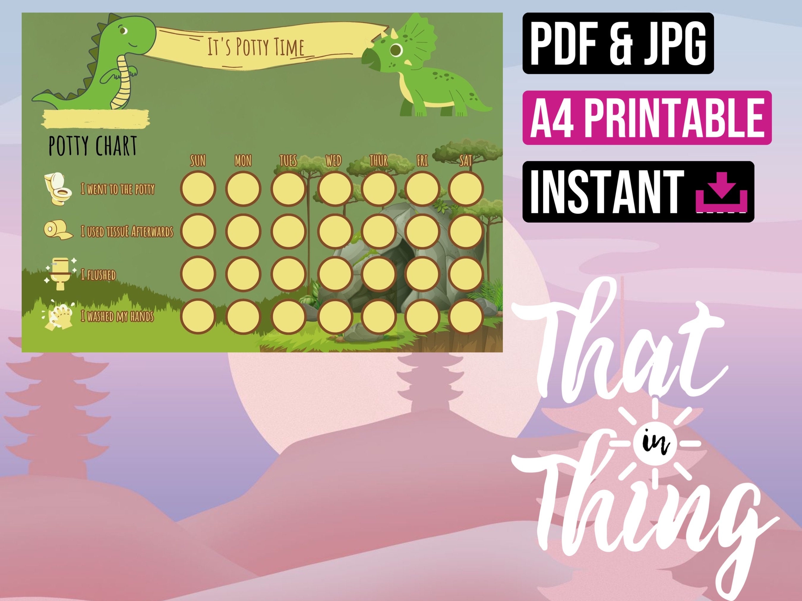 Potty Training for Kids Dinosaur Potty Training Chart Printable Potty ...