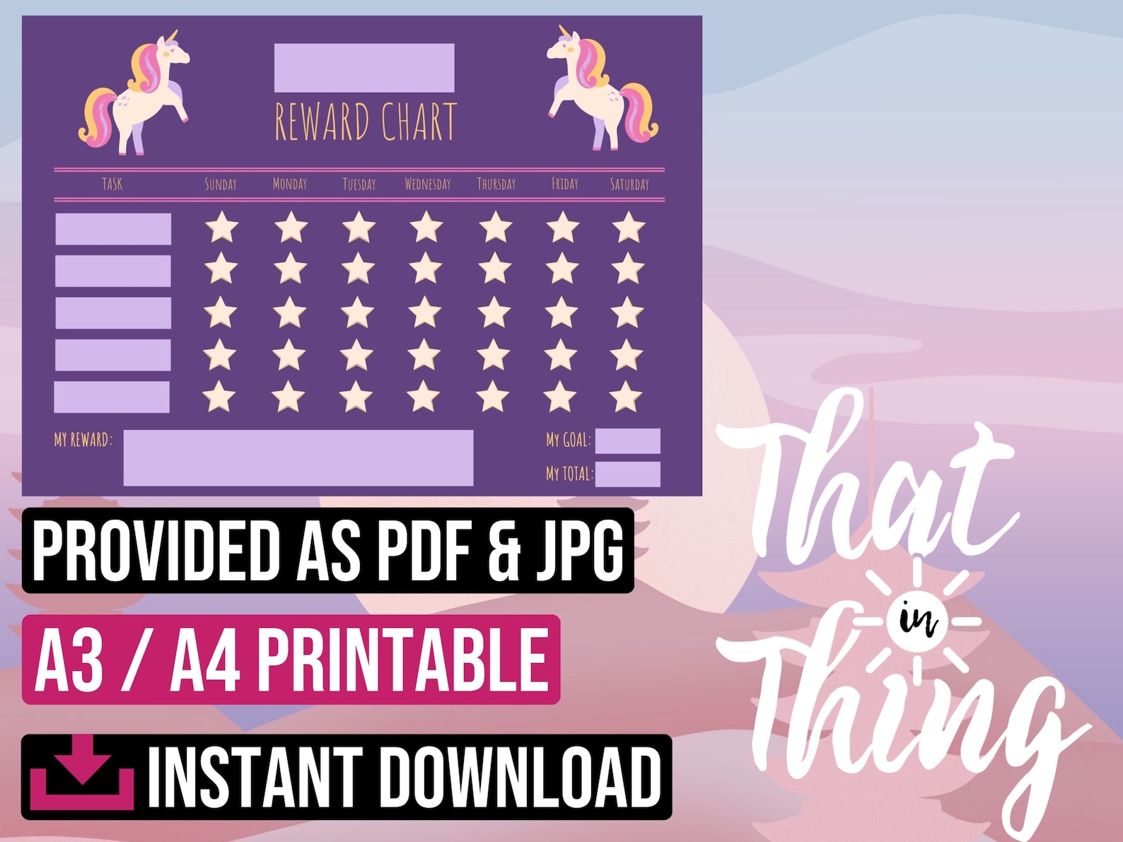 Reward Chart for Kids Unicorn Reward Chart Printable Unicorn Star Chart ...