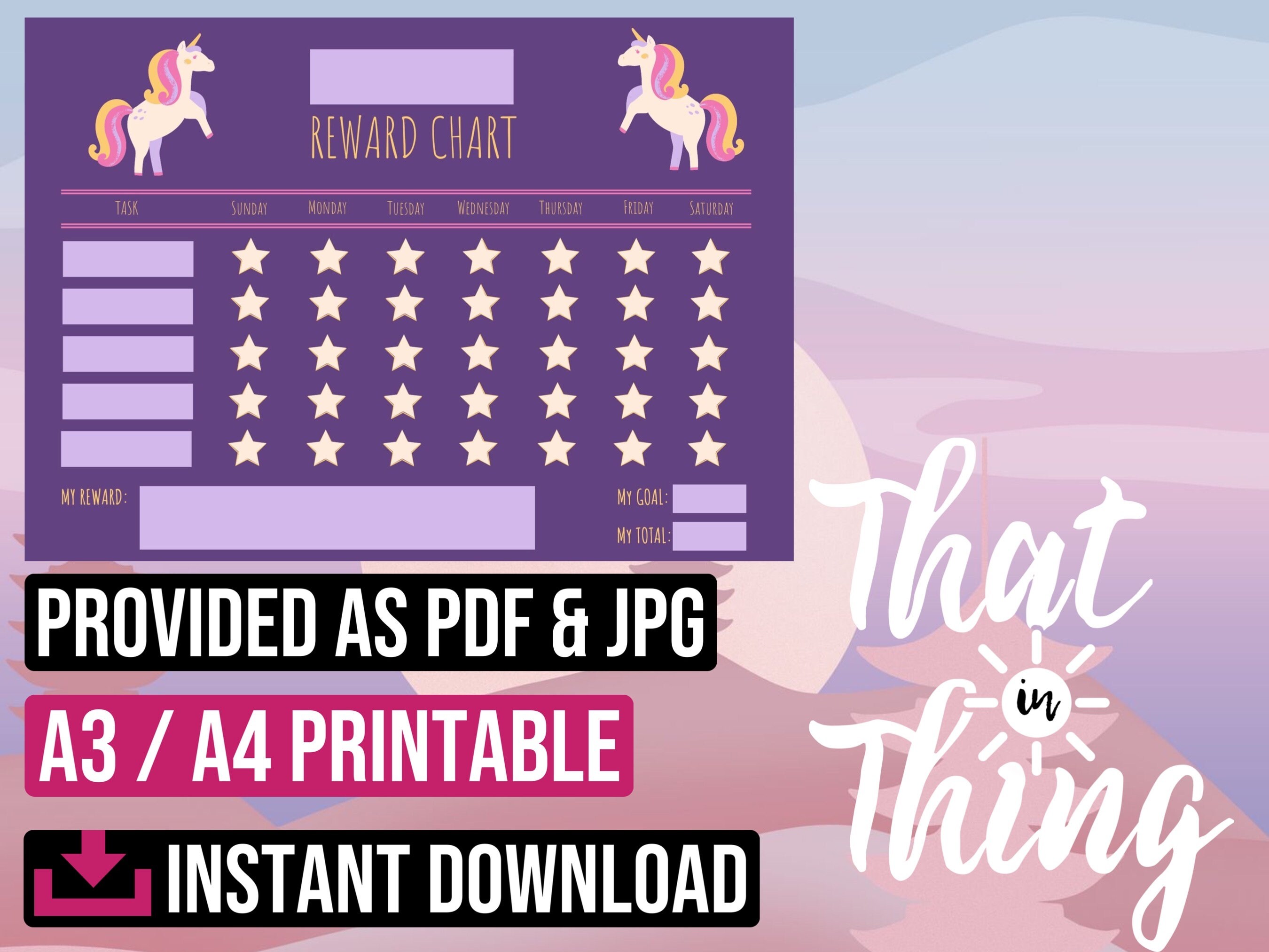 Reward Chart for Kids Unicorn Reward Chart Printable Unicorn Star Chart ...