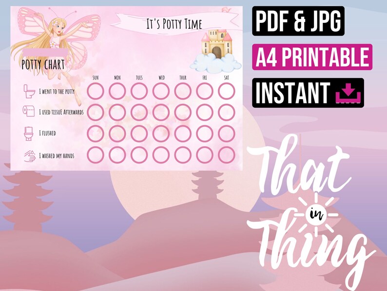Potty Training Chart for Kids Fairy Potty Training Chart - Etsy