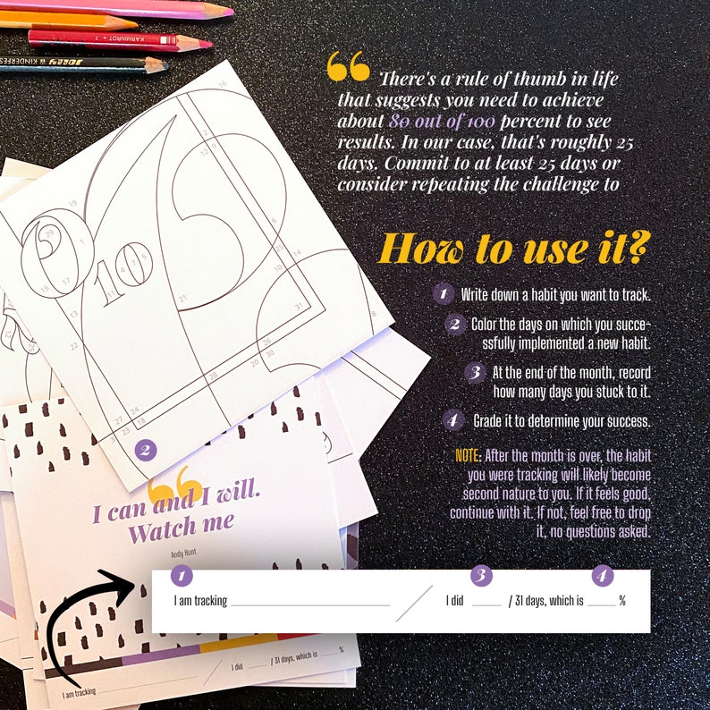 Printable Coloring Habit Tracker Sheets for 2024 for Tacking Habits or ...