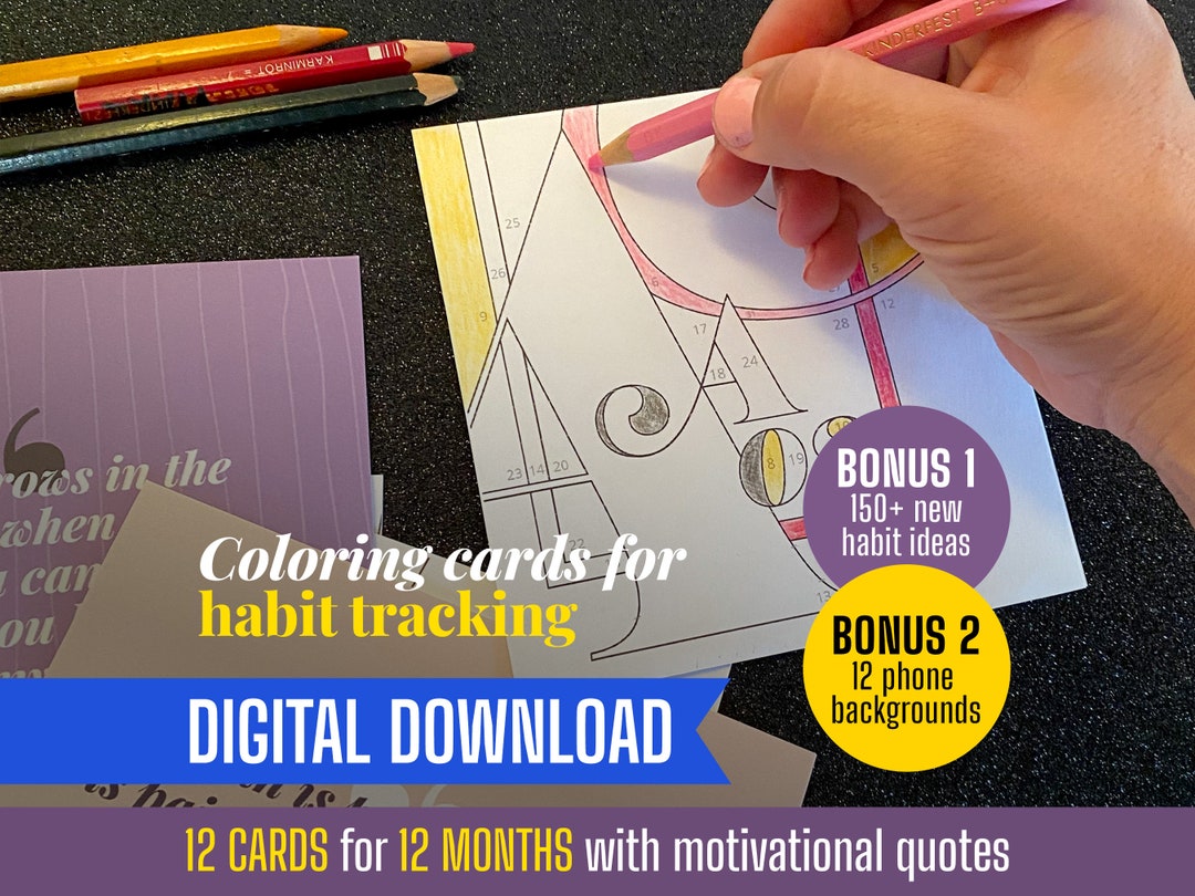 Printable Coloring Habit Tracker Sheets for 2024 for Tacking Habits or ...