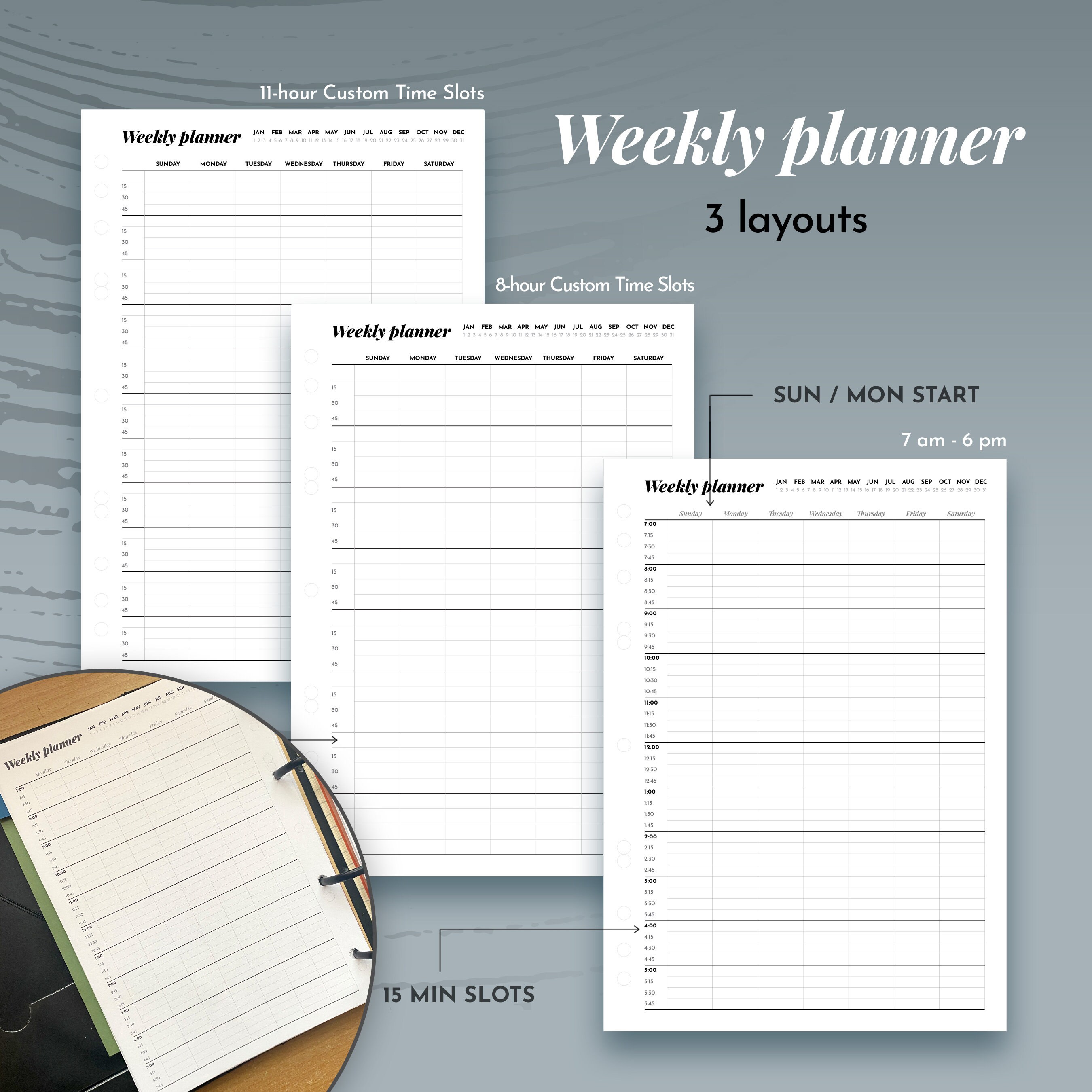 15 Minute Planner Printable Sheets for Time Blocking - Etsy