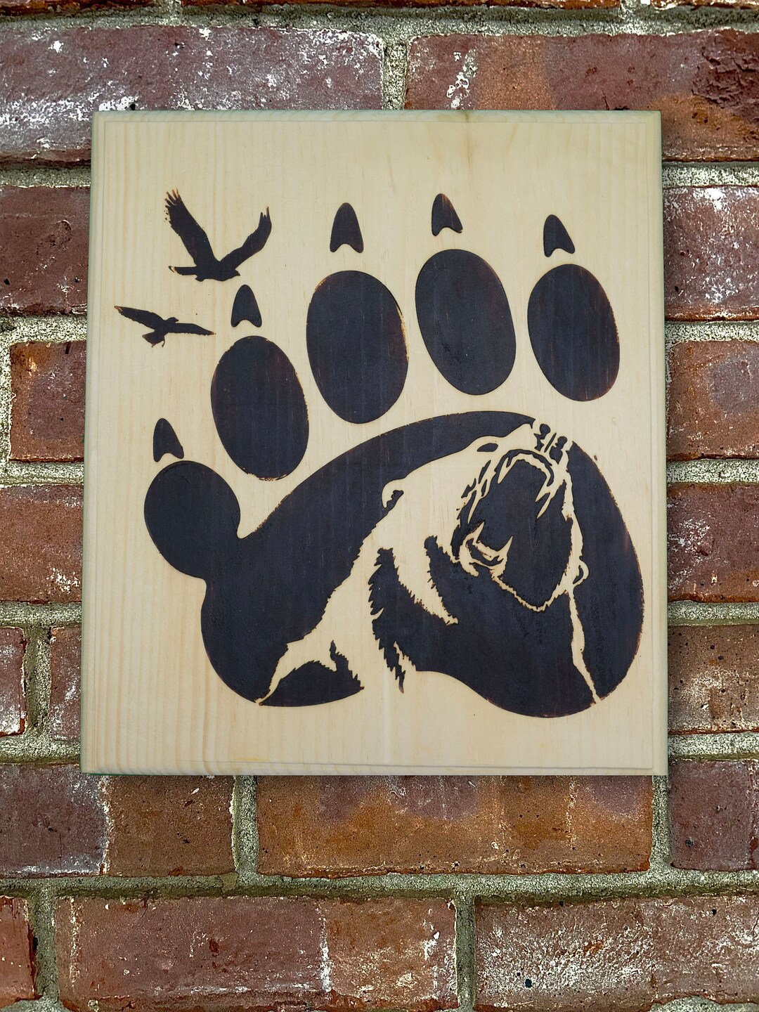 Pyrography, Pyrography Wooden Wall Art, Wood Burning, Bear on Wood ...