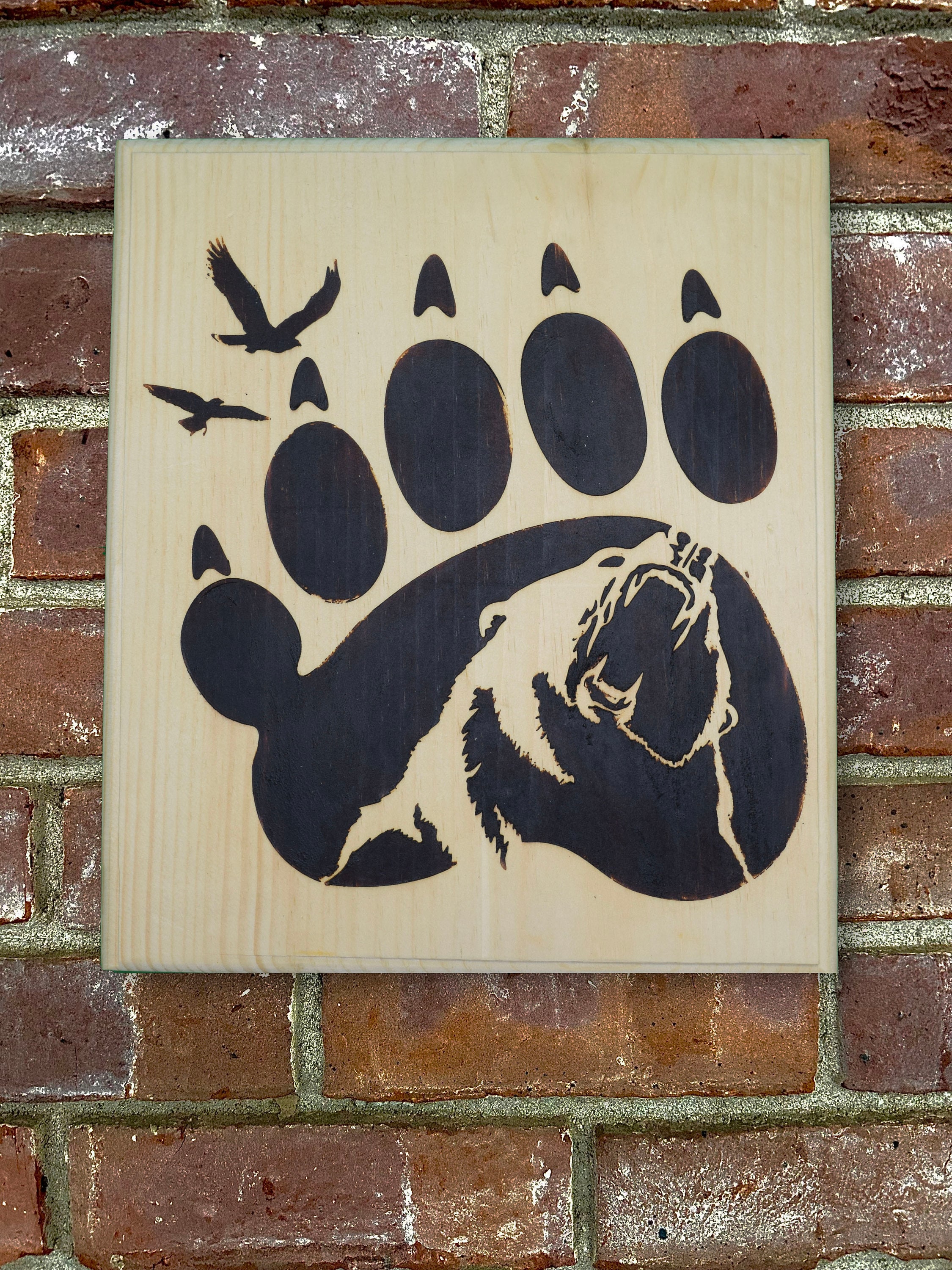 Pyrography, Pyrography Wooden Wall Art, Wood Burning, Bear on Wood ...