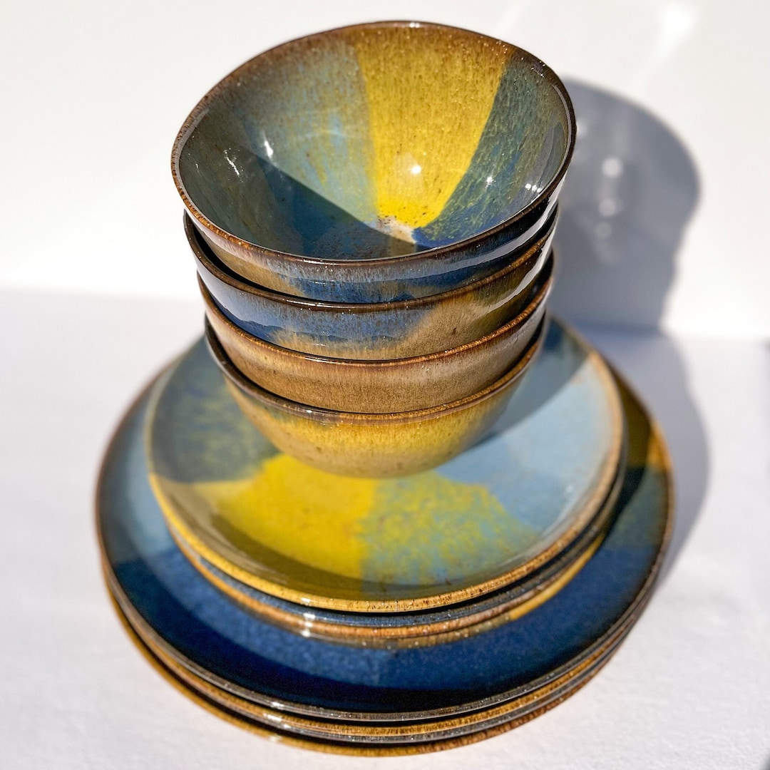 Portuguese Ceramic Colored Tableware Set 12-piece Tableware Handmade ...