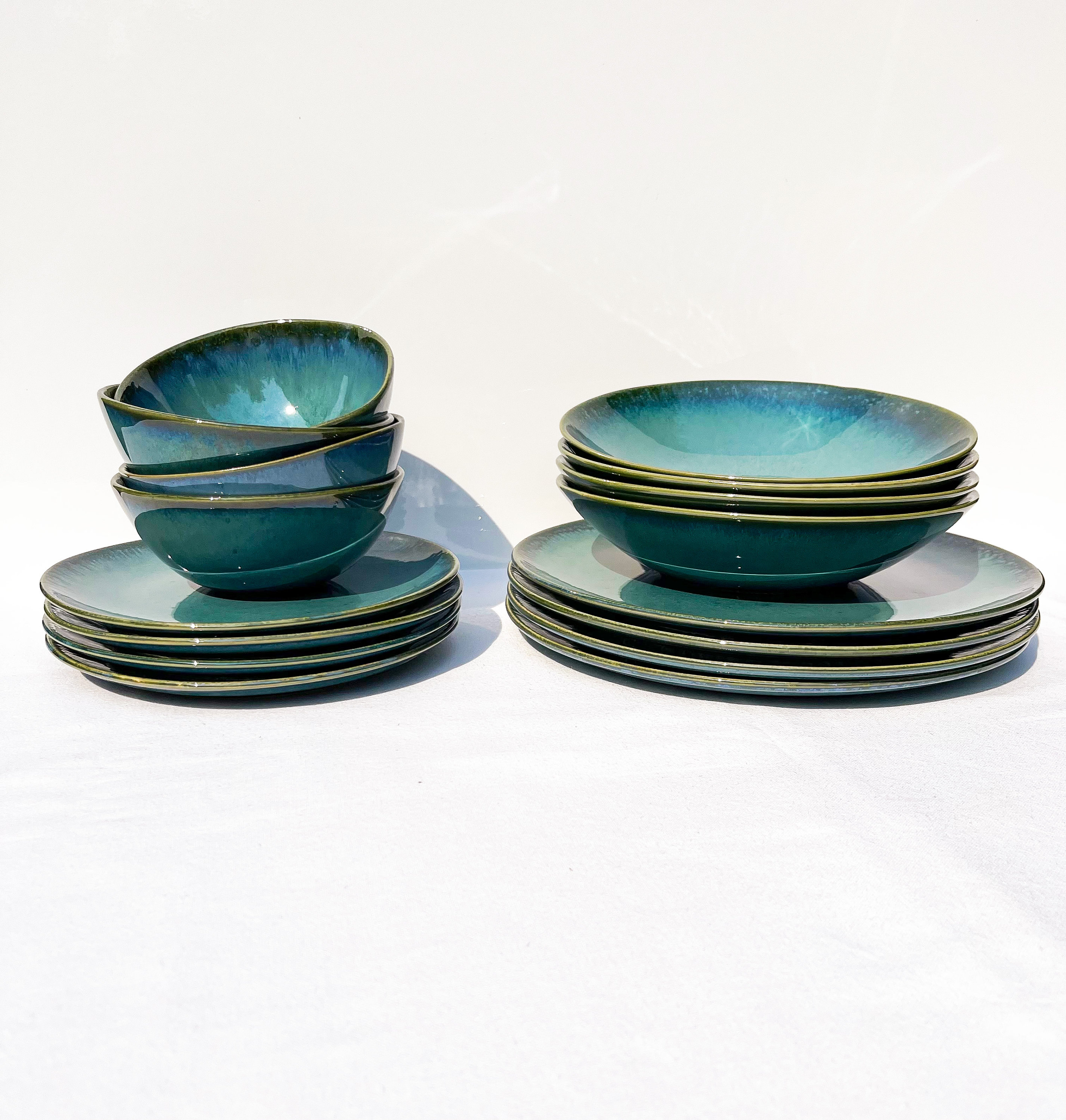 Green Tableware Set 16-piece Tableware Set for 4 People Tableware Set ...