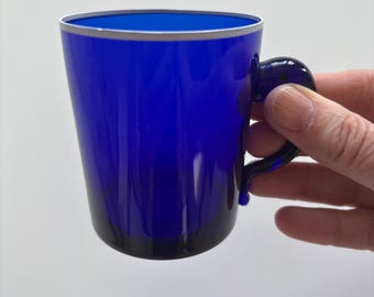 Vintage Libbey Cobalt Blue Celestial Glass Coffee Mug - Etsy