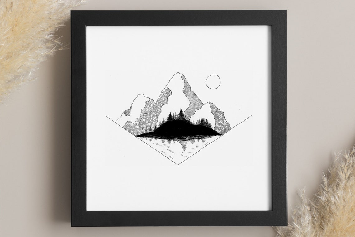 Rocky Mountain Art Mountain Line Art Landscape Line Art - Etsy
