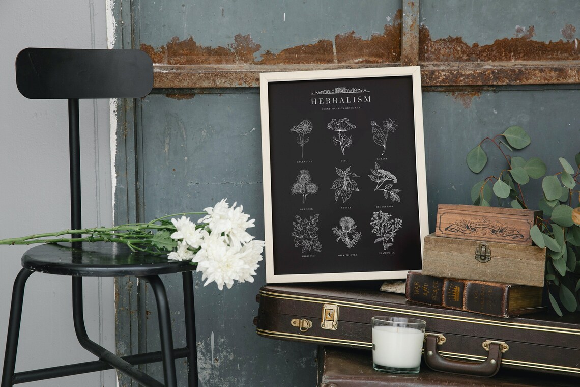 Herbal Poster for a Vintage Apothecary, Herbs and Spices Poster Print ...