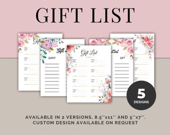 Keepsake Wedding Gift List Digital Download - Etsy