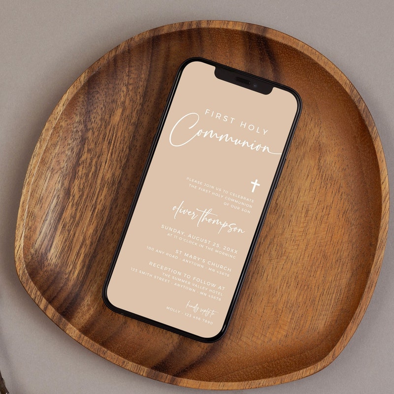 Brown Communion Invite - Etsy