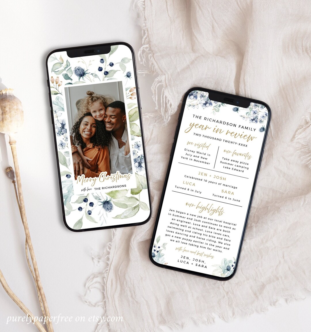 Editable Year in Review Card Template for a Phone, Overview of Year ...