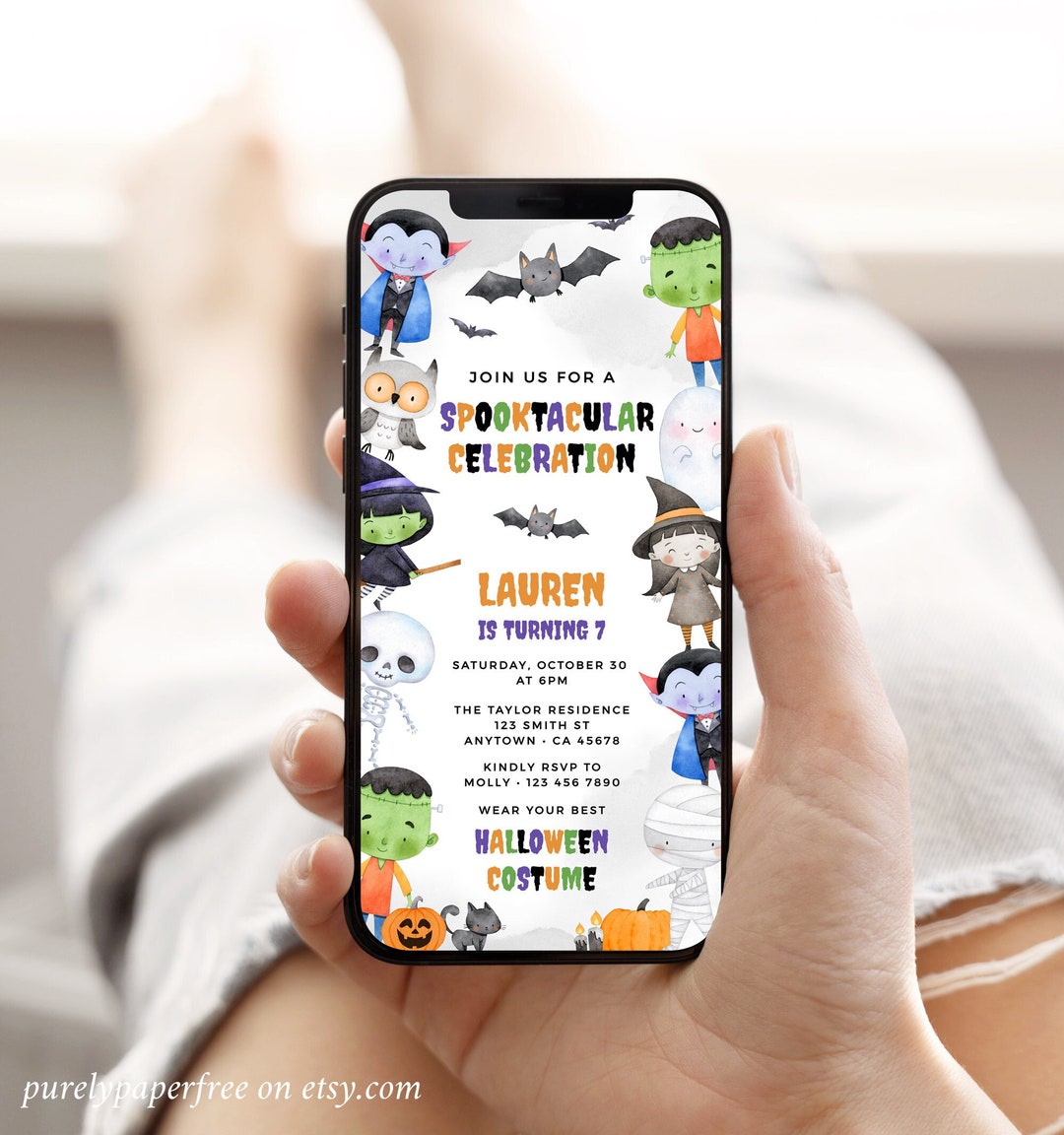 Halloween Birthday Party Invitation Digital Kid Halloween Costume Party ...