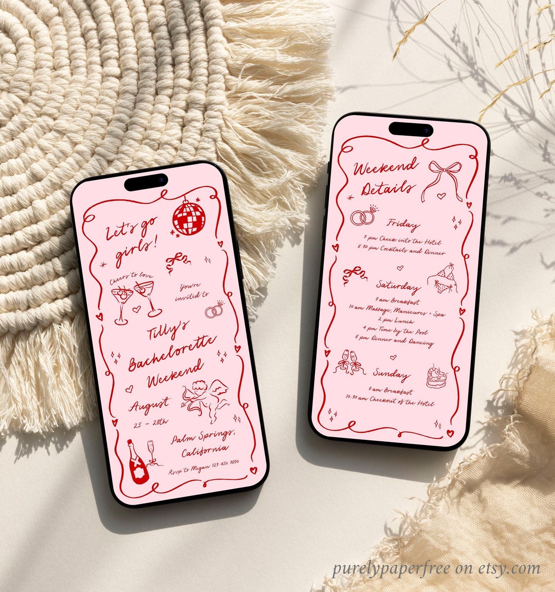 Digital Bachelorette Party Invitation Doodle Bachelorette Invite ...