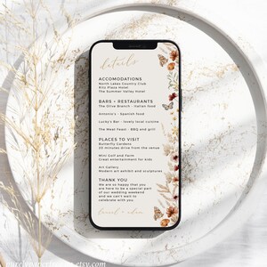 Wildflower Weekend Schedule Template Phone, Digital Wedding Weekend ...