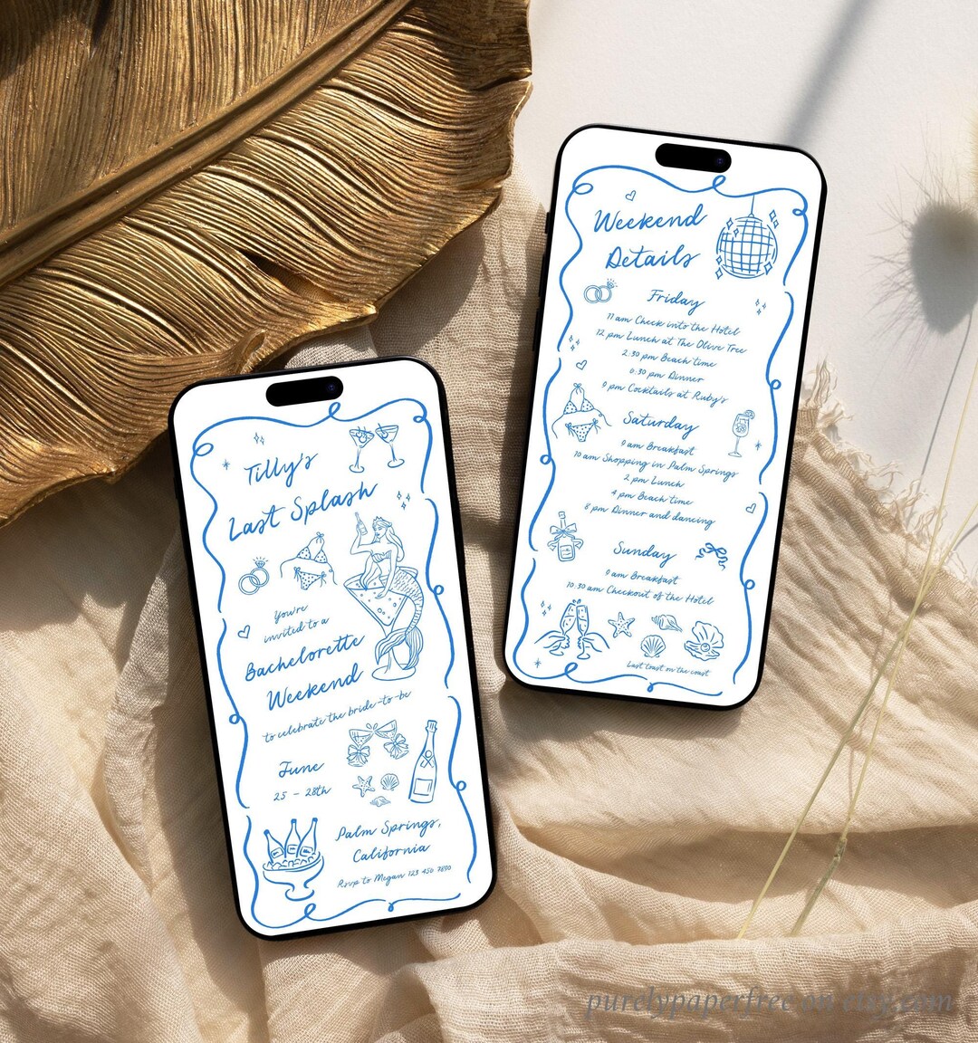 Last Splash Bachelorette Weekend Itinerary Template Digital Beach ...